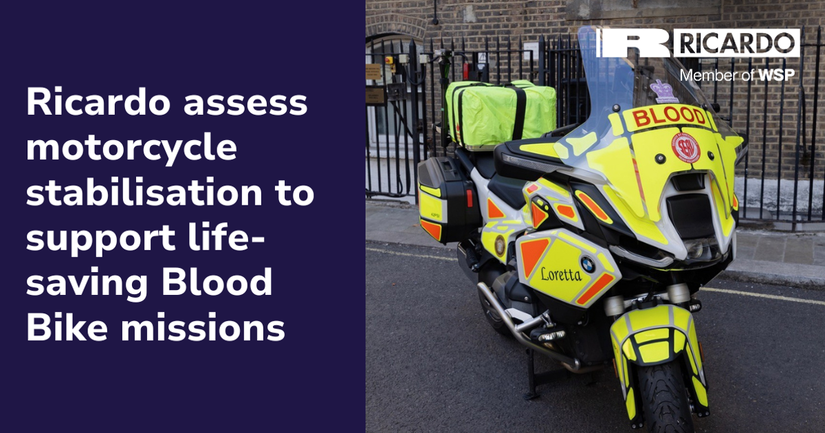 Ricardo assess motorcycle stabilisation to support life-saving Blood ...